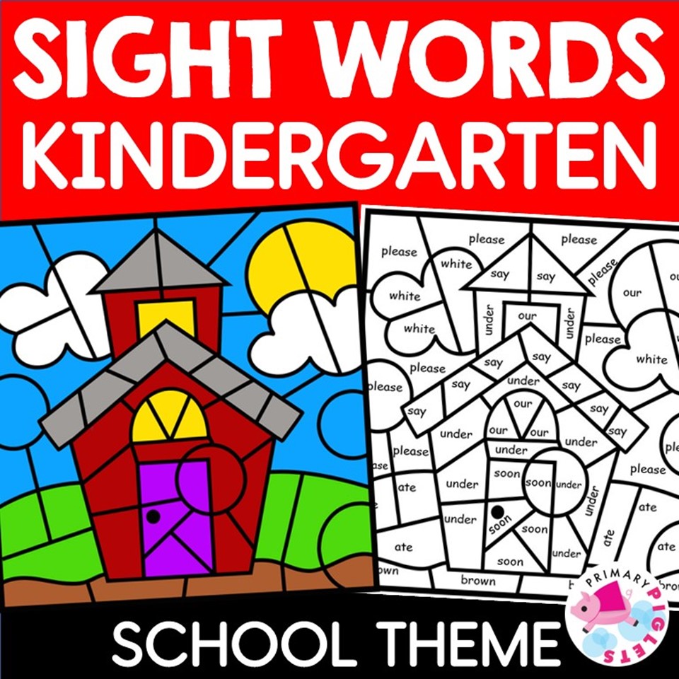 Back To School Color By Sight Words Code Primer Kindergarten Made By