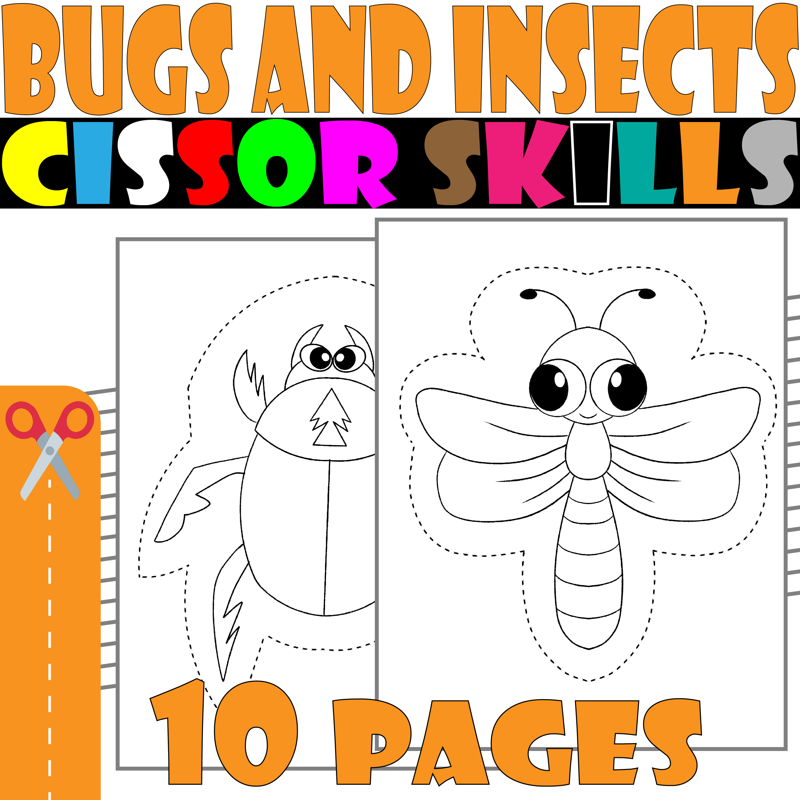 BUGS AND INSECTS Scissor Skills And Coloring , BUGS coloring Activities ...