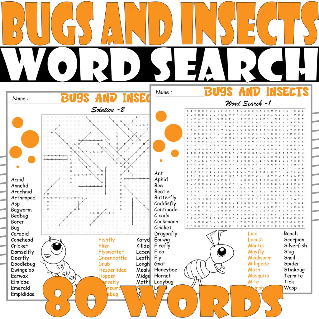 BUGS AND INSECTS Word search and coloring , All about BUGS AND INSECT ...