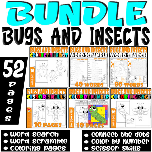 All About BUGS AND INSECTS Bundle, BUGS AND INSECTS Coloring Bundle ...