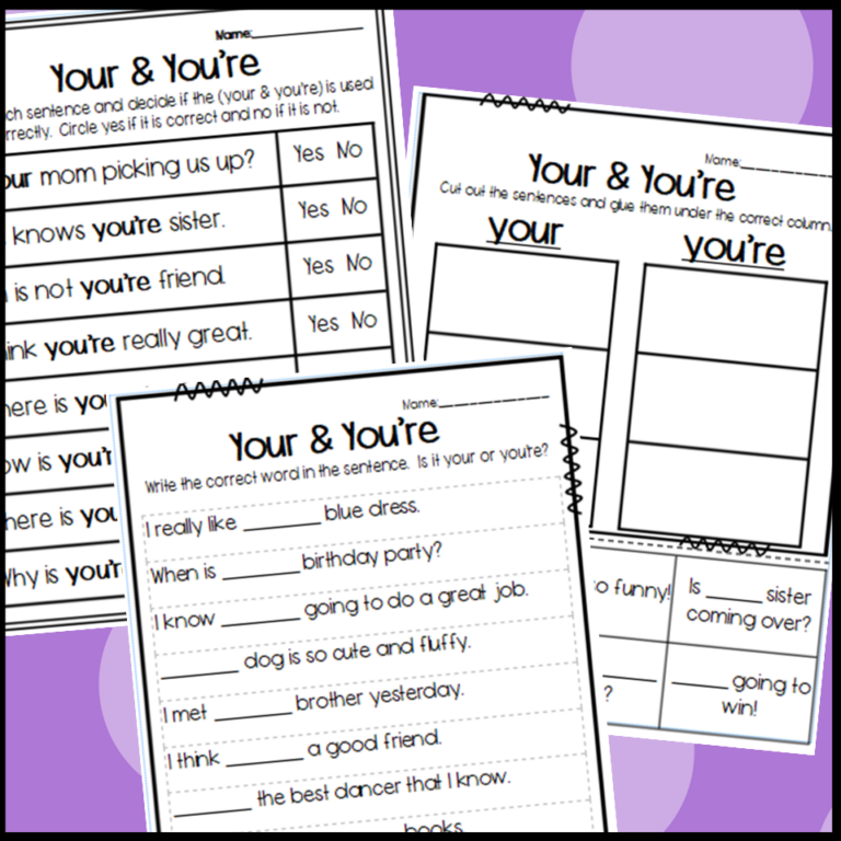 Your and You're Homophone Worksheets | Made By Teachers