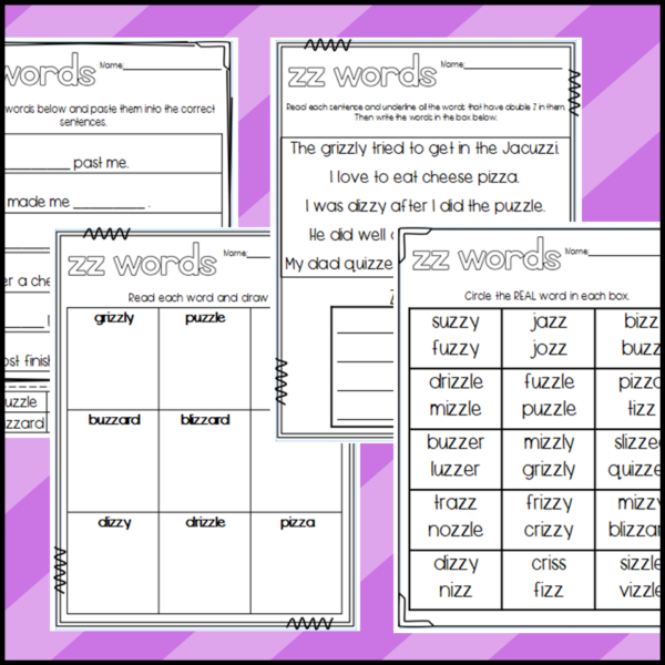 ZZ Words Worksheets [Double Letters] | Made By Teachers