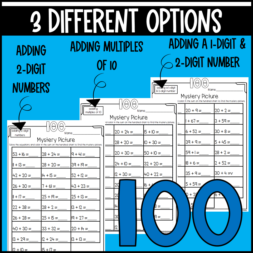 100th Day of School Mystery Picture: Addition | Made By Teachers
