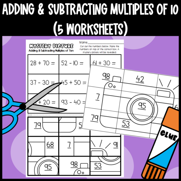 Adding and Subtracting Multiples of 10: Mystery Picture Worksheets ...