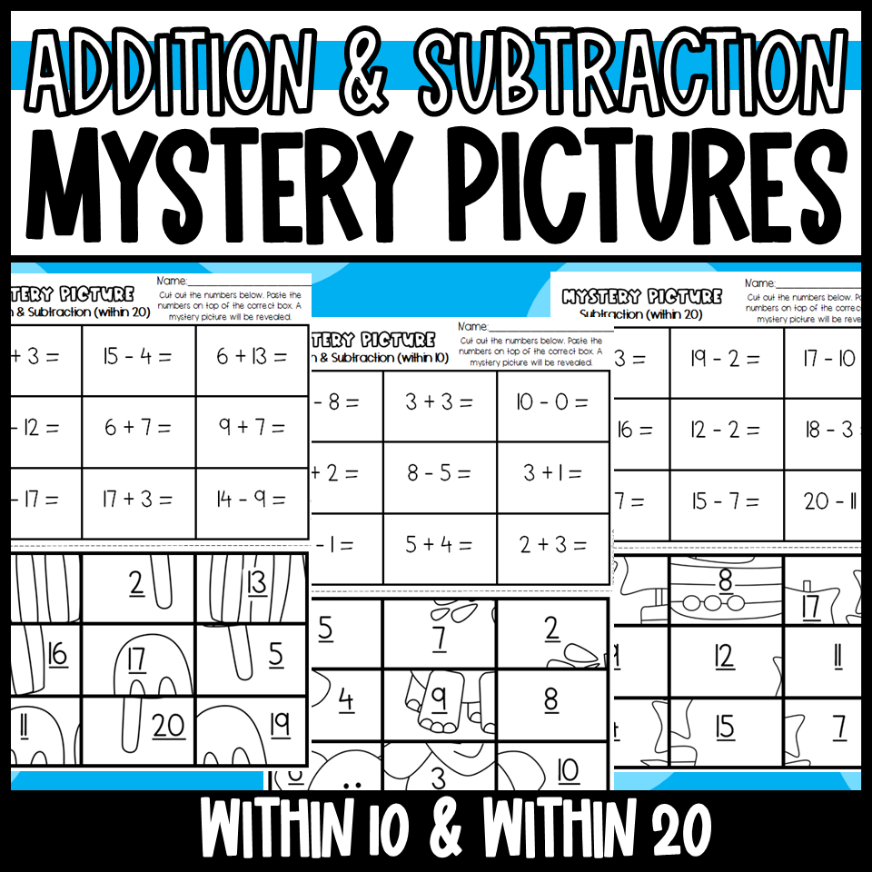 Addition and Subtraction Worksheets: Mystery Pictures for Adding and ...