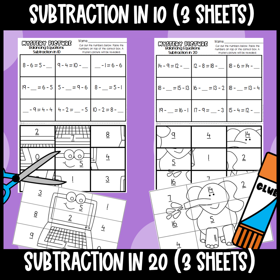 Balancing Equations: Mystery Picture Worksheets [Addition and ...