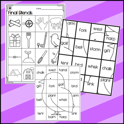 Ending Blends Mystery Picture Worksheets: Cut and Paste | Made By Teachers