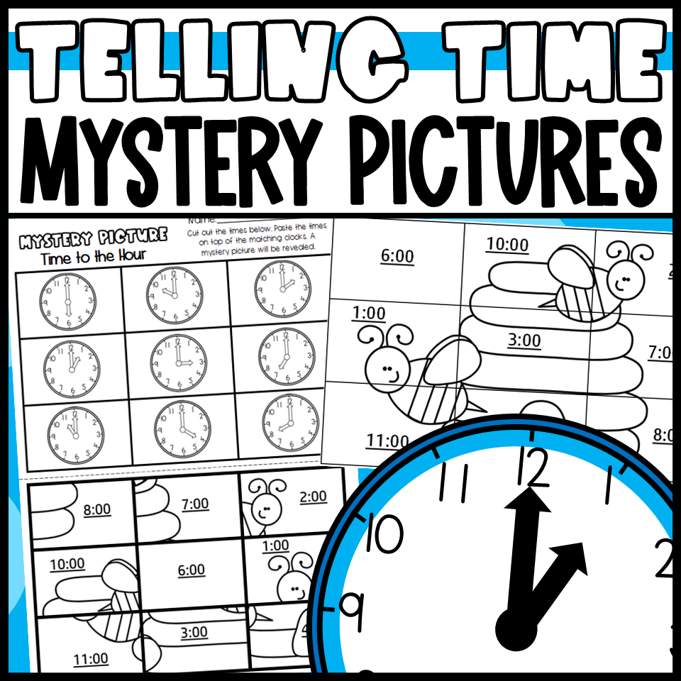 Telling Time to the Hour, Half-Hour and Quarter Hour Mystery Picture ...