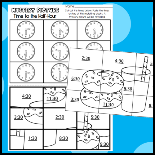 Telling Time to the Hour, Half-Hour and Quarter Hour Mystery Picture ...