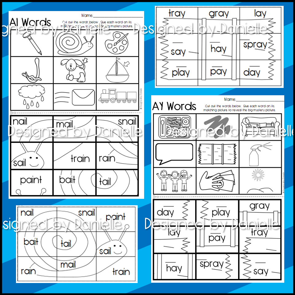 Vowel Teams Mystery Pictures: Fun Cut and Paste Worksheets | Made By ...