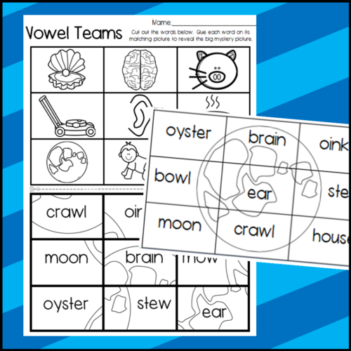 Vowel Teams Mystery Pictures: Fun Cut and Paste Worksheets | Made By ...