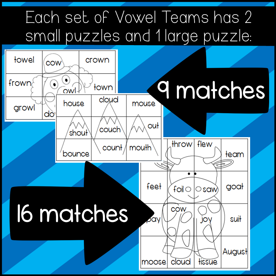 Vowel Teams Mystery Pictures: Fun Cut and Paste Worksheets | Made By ...