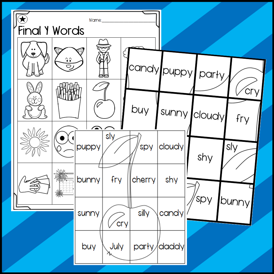 Y Ending Mystery Picture Worksheets: Cut and Paste | Made By Teachers