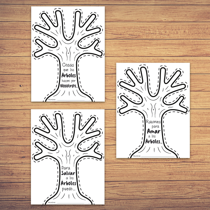 Día del Árbol Manualidad y Escritura, Día de la Tierra Actividad de ...