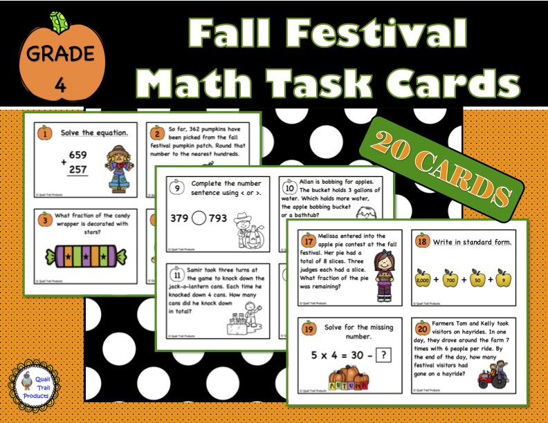 Grade 4 Fall Festival Math Task Cards | Made By Teachers