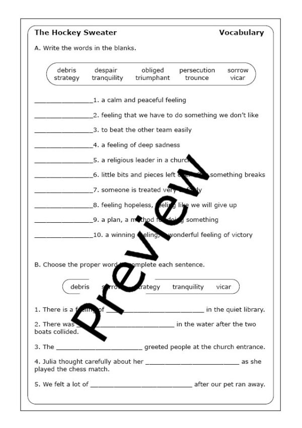 Roch Carrier "The Hockey Sweater" worksheets - Made By Teachers