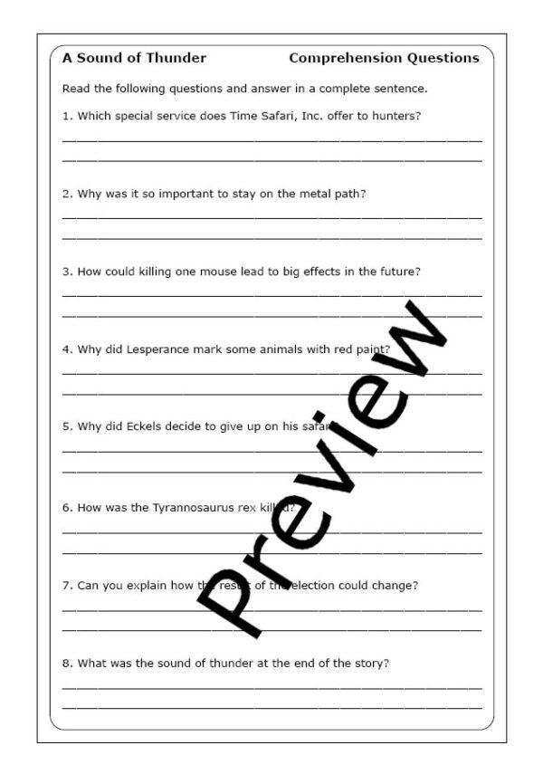 Ray Bradbury "A Sound of Thunder" worksheets - Made By Teachers