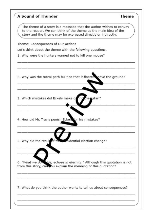 Ray Bradbury "A Sound of Thunder" worksheets - Made By Teachers
