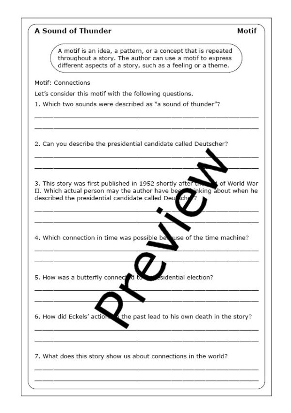 Ray Bradbury "A Sound of Thunder" worksheets - Made By Teachers