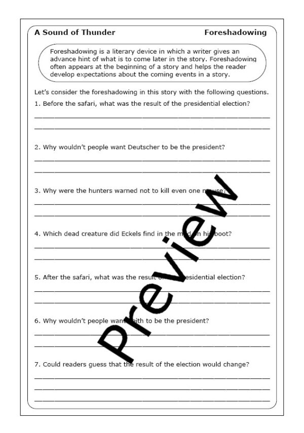 Ray Bradbury "A Sound of Thunder" worksheets - Made By Teachers