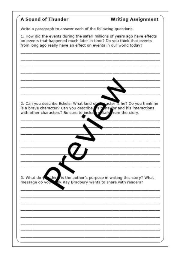 Ray Bradbury "A Sound of Thunder" worksheets - Made By Teachers