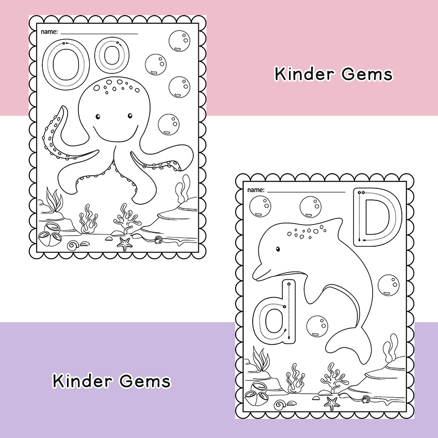 Under the Sea Coloring Pages | Tracing Letters | Kindergarten ...