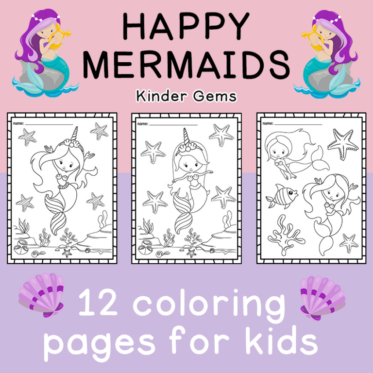 Happy Mermaids Coloring Pages | Under The Sea | Ocean Unit ...