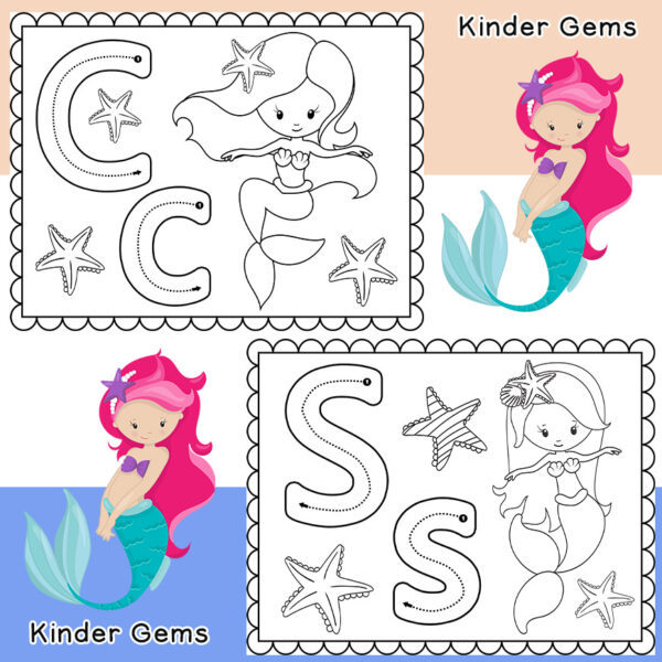 Mermaid Tracing Worksheets | Letters | Alphabet | Coloring Pages ...