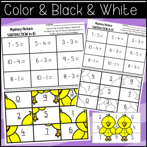Easter Addition and Subtraction Mystery Picture Worksheets | Made By ...