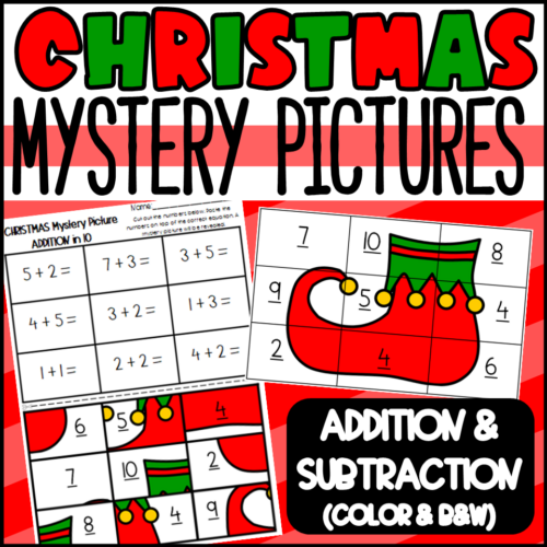 Christmas Addition and Subtraction Mystery Picture Worksheets | Made By ...