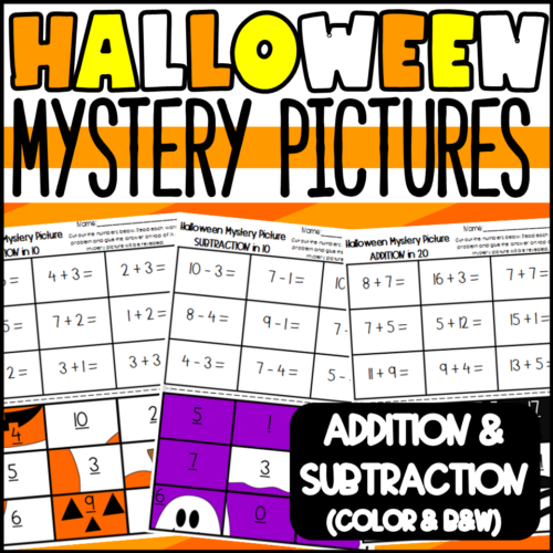 Halloween Addition and Subtraction Mystery Picture Worksheets | Made By ...