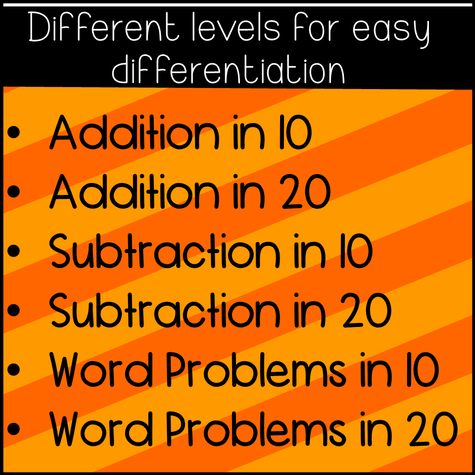 Halloween Addition and Subtraction Mystery Picture Worksheets | Made By ...