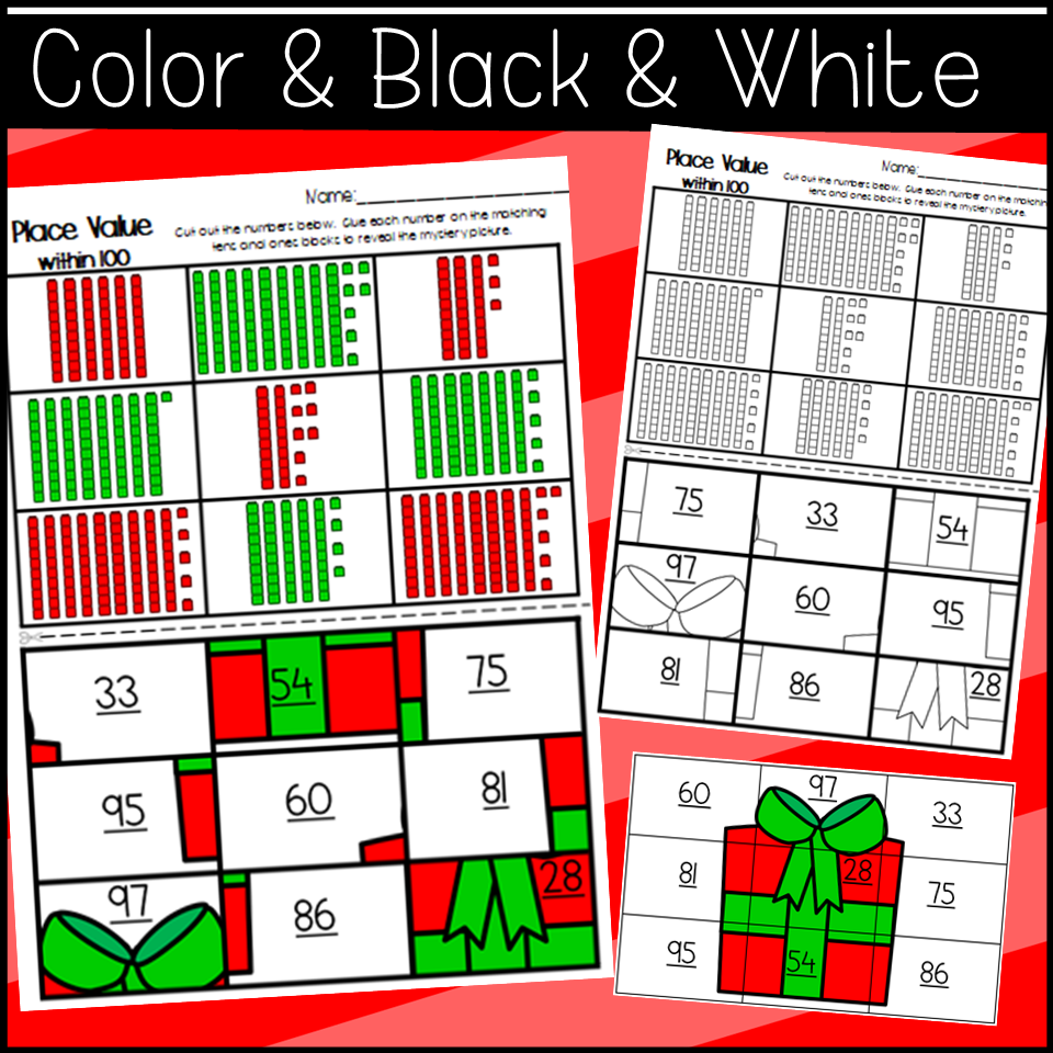 CHRISTMAS Place Value Mystery Pictures: Tens and Ones Christmas ...