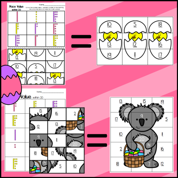 Easter Themed Place Value Mystery Pictures: Tens and Ones: within 20 ...