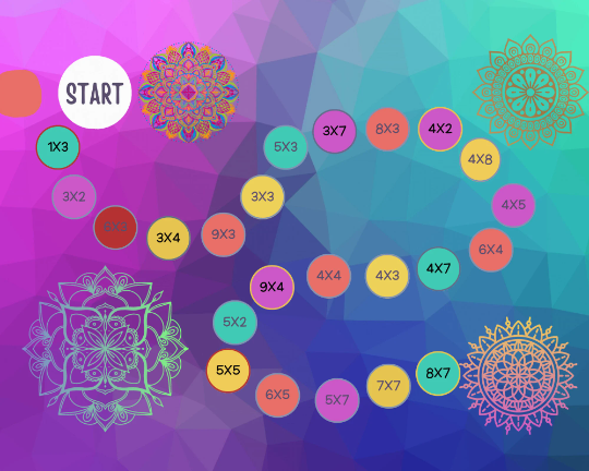 3s, 4s, and 5s Mandala Theme Multiplication Practice Board Game-8.5X11 ...