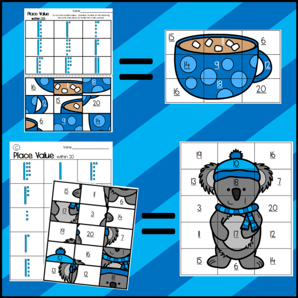 WINTER Themed Place Value Mystery Pictures: Tens and Ones: within 20 ...