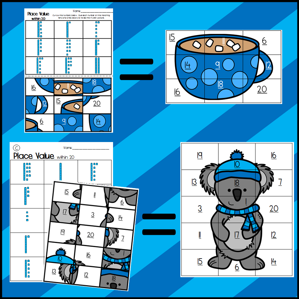WINTER Themed Place Value Mystery Pictures: Tens and Ones: within 20 ...