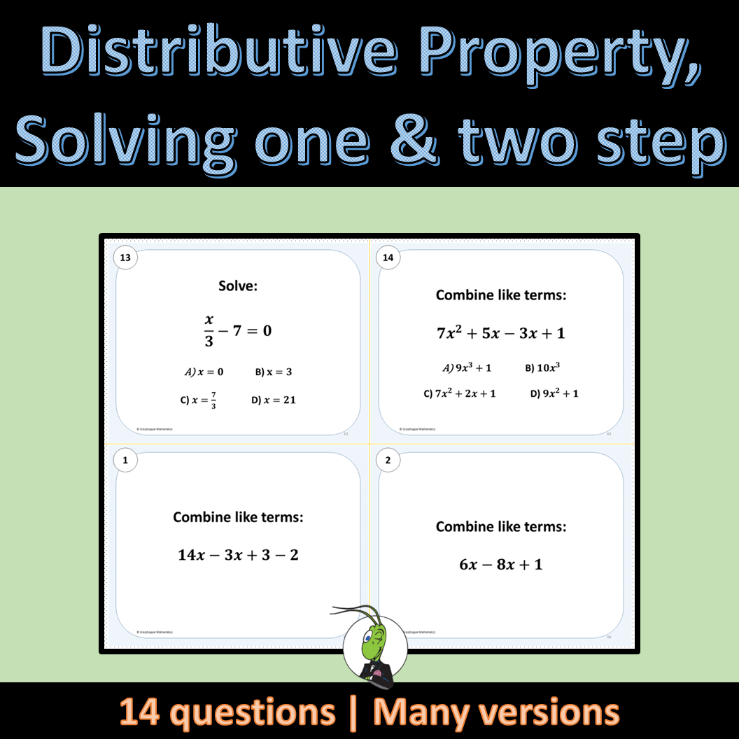 Simplify Expressions and Solving Equations #1 Algebra 1 Task Cards ...