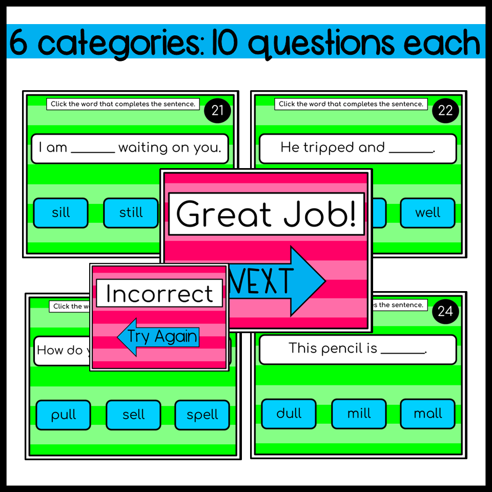 ALL ELL ILL OLL UL Words Google Classroom Interactive Slides l Digital ...