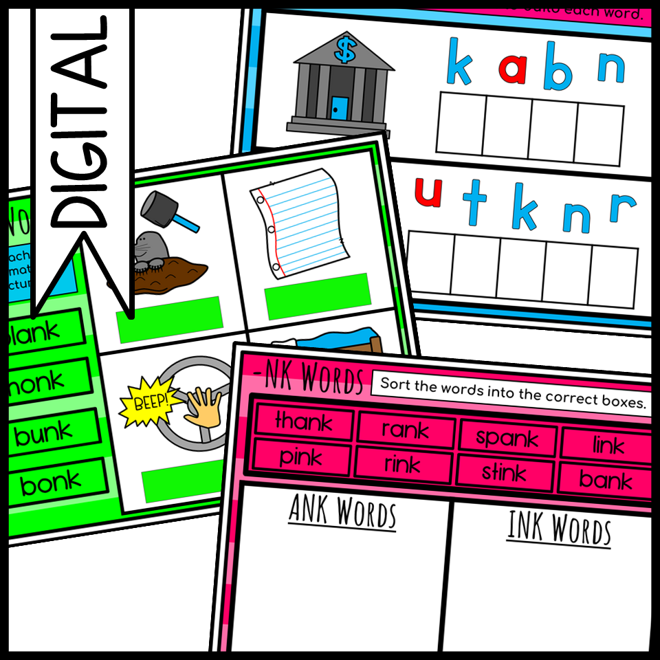 ANK INK ONK and UNK Movable Phonics | Google | Made By Teachers