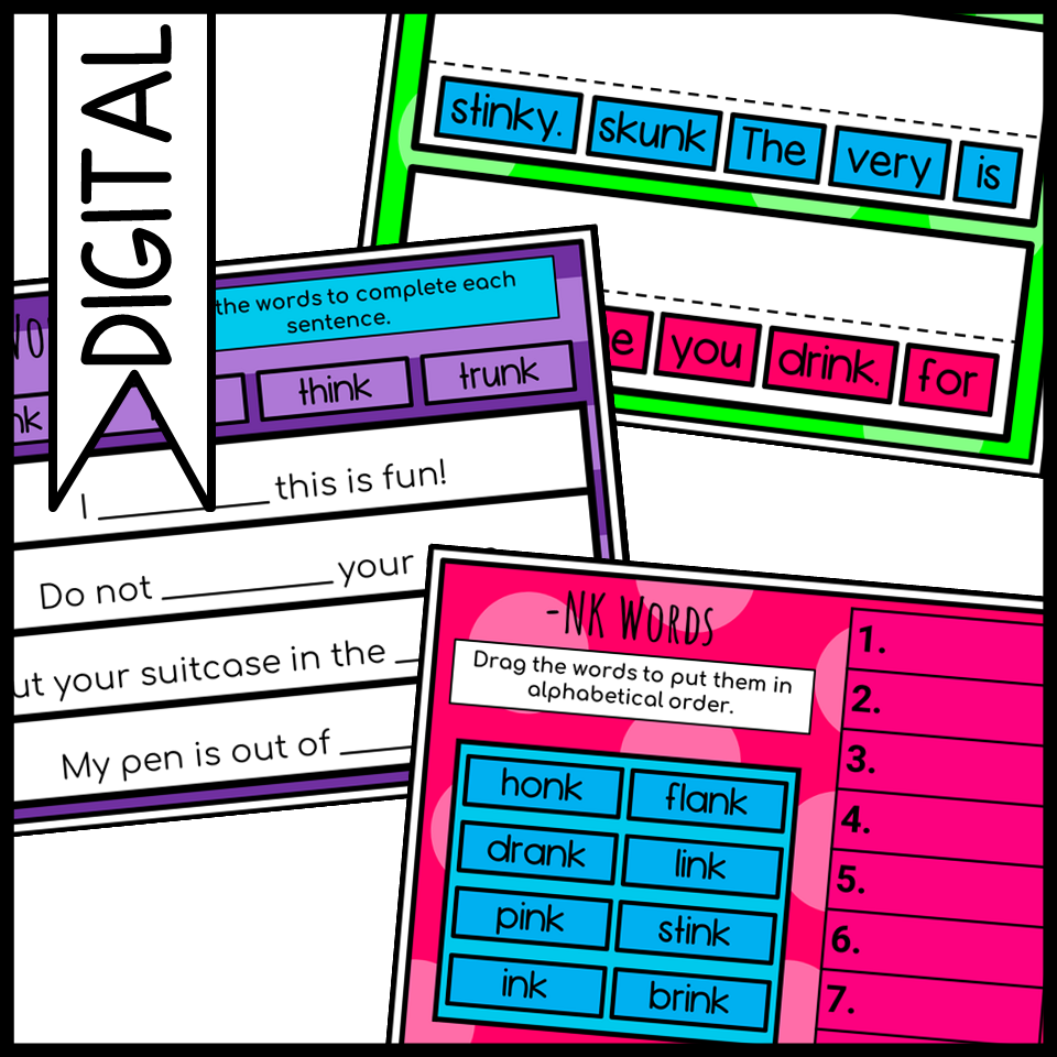 ANK INK ONK and UNK Movable Phonics | Google | Made By Teachers