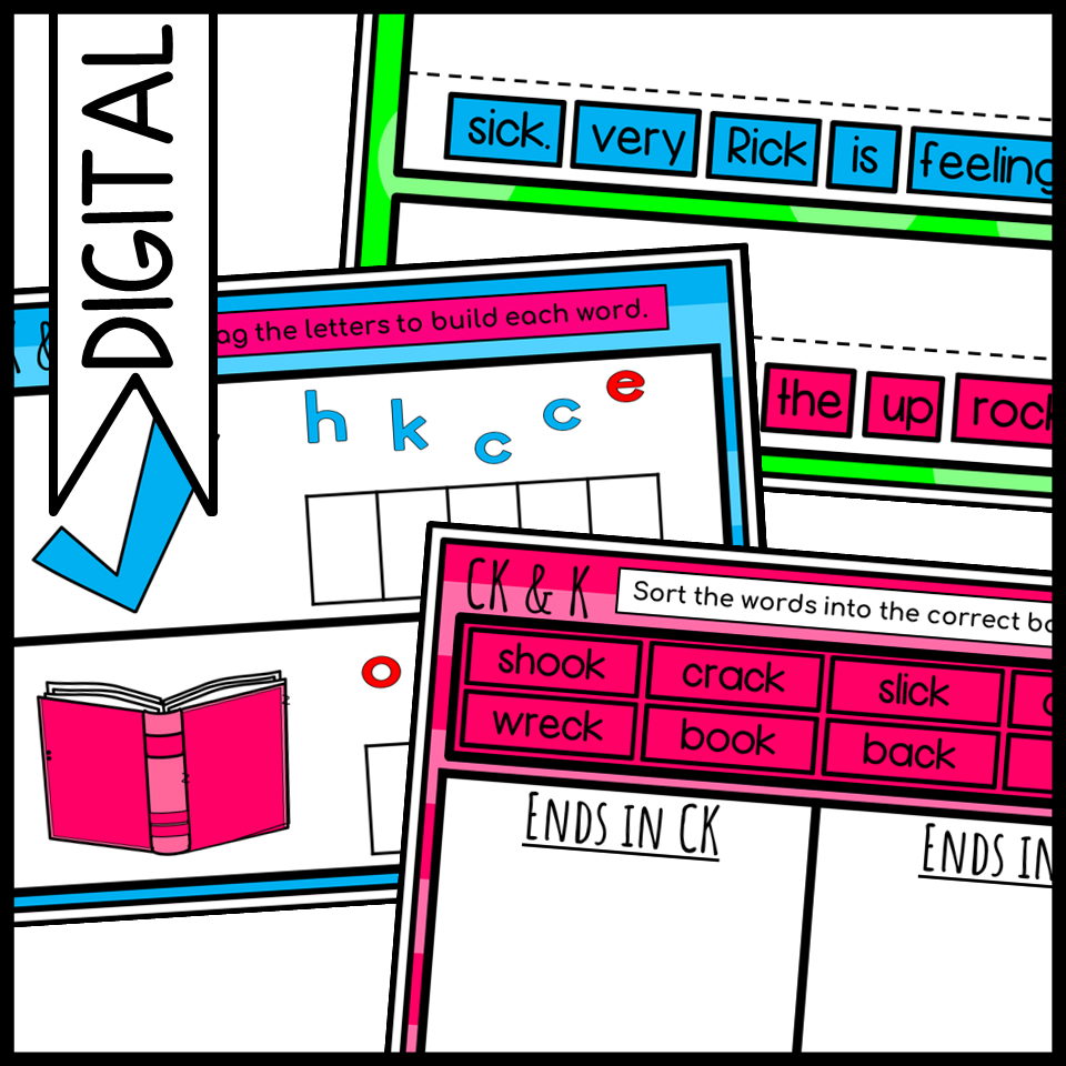 Ending CK and K Movable Phonics | Google Classroom | Made By Teachers