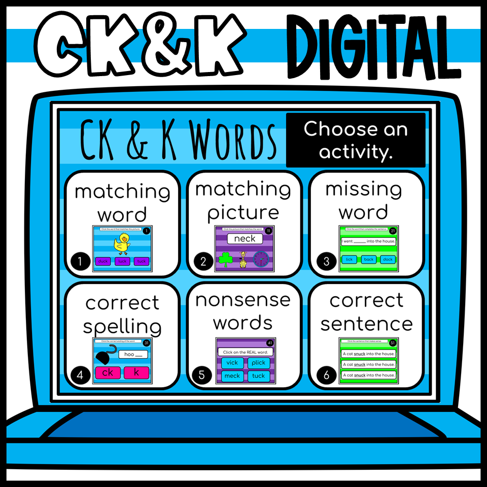 Ending CK and K Words Google Classroom Interactive Slides l Digital ...