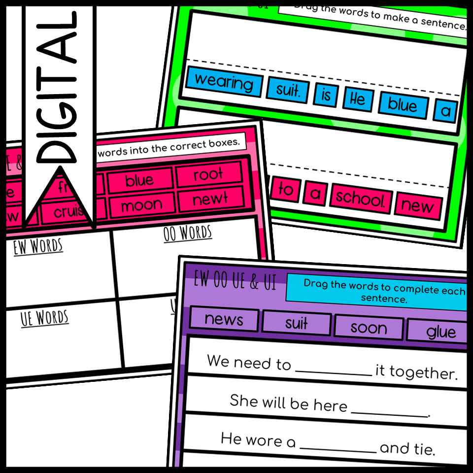 EW, OO, UE, and UI Movable Phonics | Google Classroom | Made By Teachers