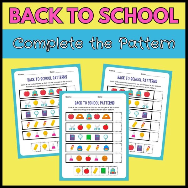 Back to School Math Activity - Complete the Patterns Worksheets. | Made ...