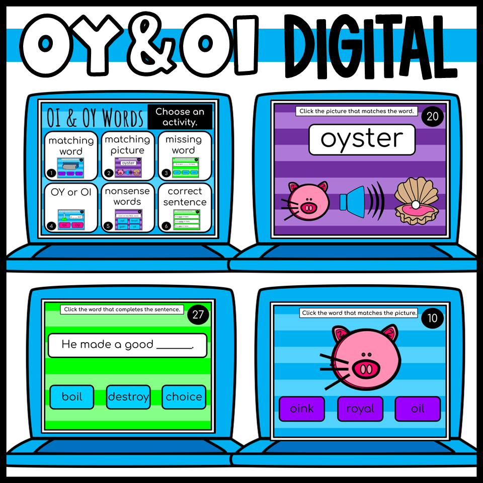 Interactive OI and OY Digital Learning Google Classroom Phonics Slides ...