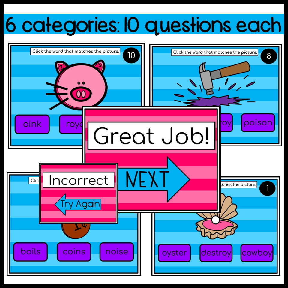 Interactive OI and OY Digital Learning Google Classroom Phonics Slides ...