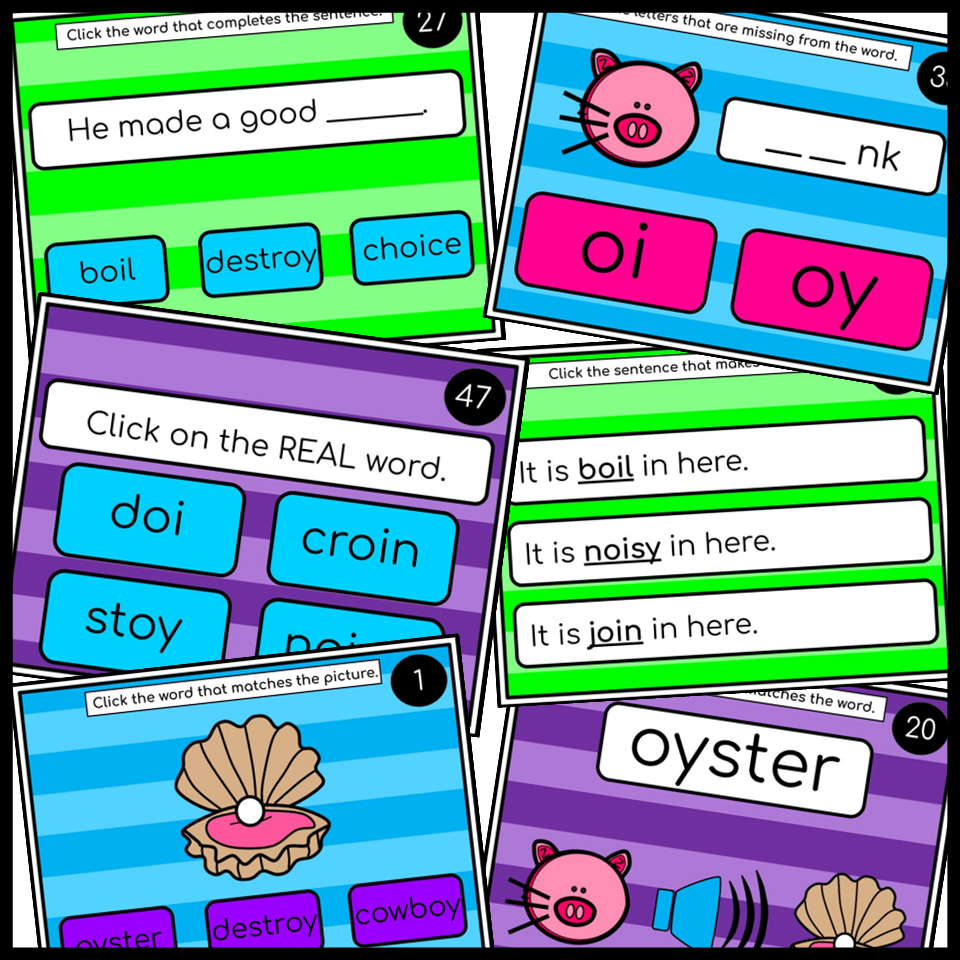 Interactive OI and OY Digital Learning Google Classroom Phonics Slides ...