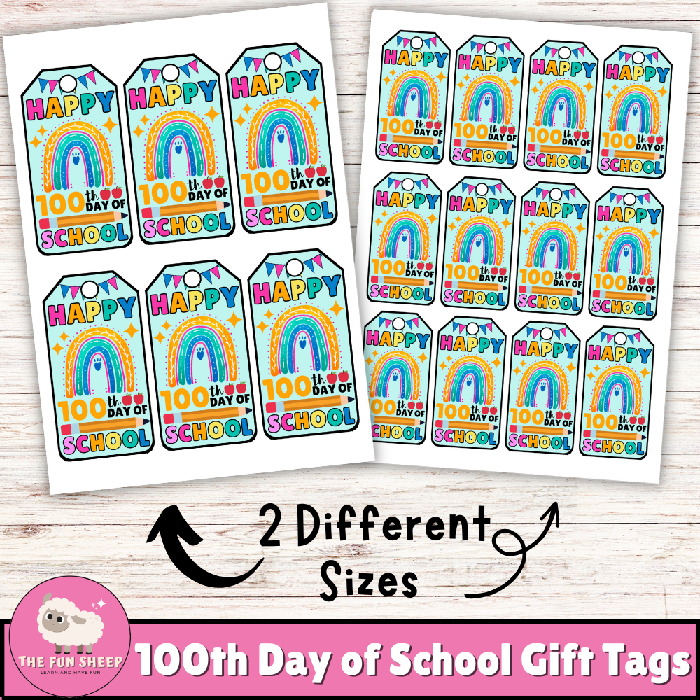 100th Day of School Gift Tags | Happy 100th Day of School Tags - Gift ...