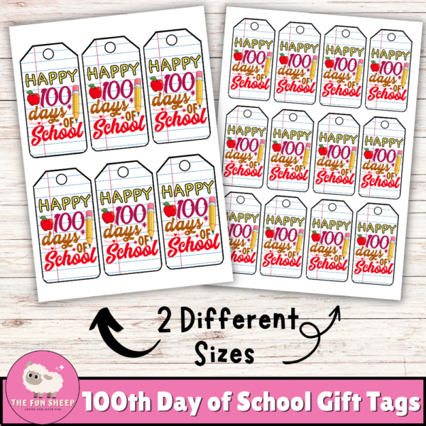 100th Day of School Gift Tags | Happy 100th Day of School Tags - Gift ...
